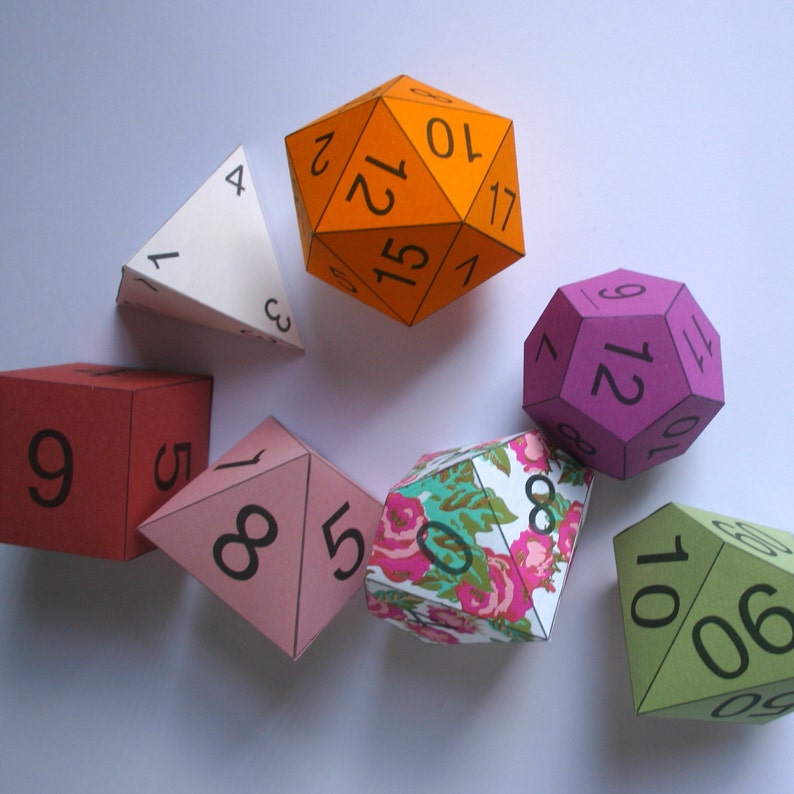 Papercraft RPG Dice Polyset Large 7cm/3 Paper Dice for D&D, Ttrpg - Etsy