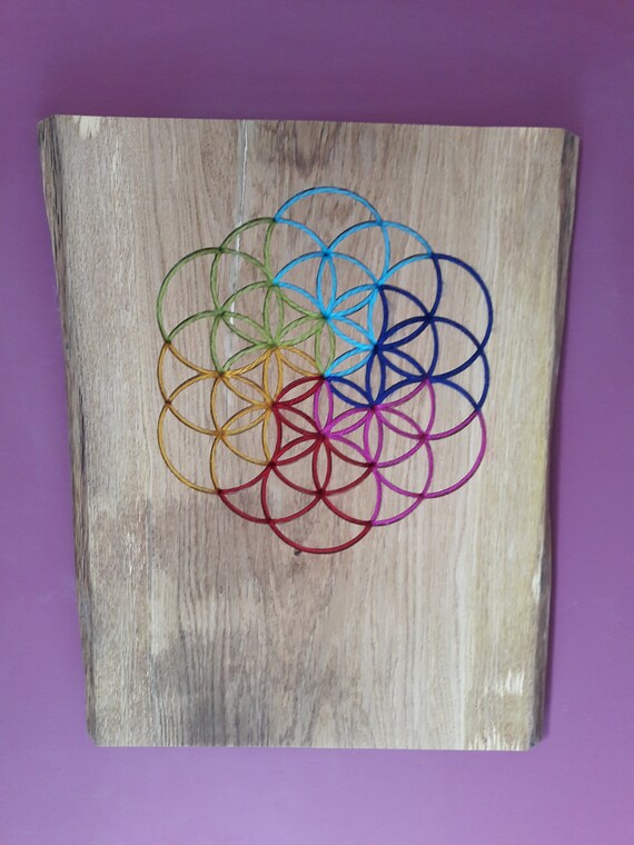 Sacred Geometry String Art Flower of Life Wooden Art | Etsy