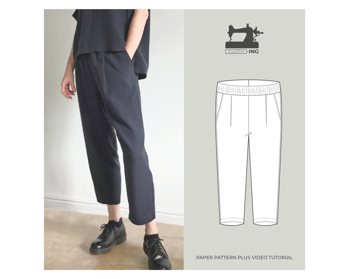 Cropped Trouser Pattern Pants Pleated Trouser Pattern | Etsy