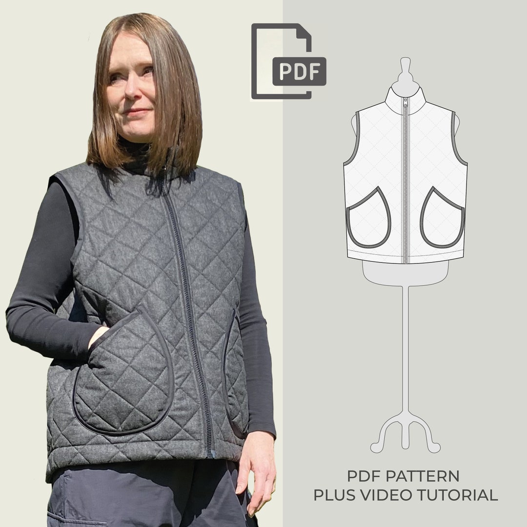 Gilet, Bodywarmer Sewing Pattern, DIGITAL PDF PATTERN, Quilted Gilet ...