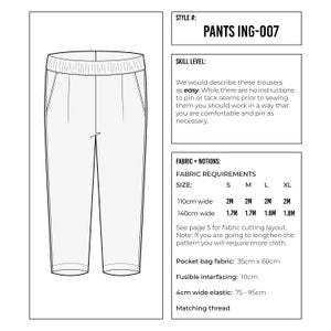 Cropped Trouser Pattern Pants, Pleated Trouser Pattern, Women's Paper ...