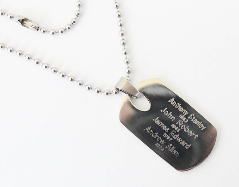 MENS Stainless Steel Dog Tag Personalised Engraving Includes - Etsy UK