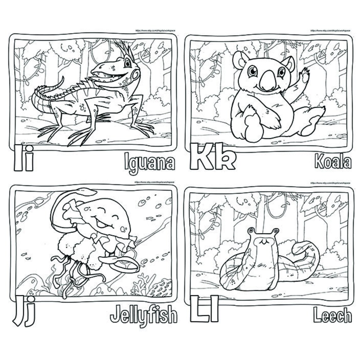 Cute Animal A to Z Coloring Pages 26 Page Printable PDF - Etsy