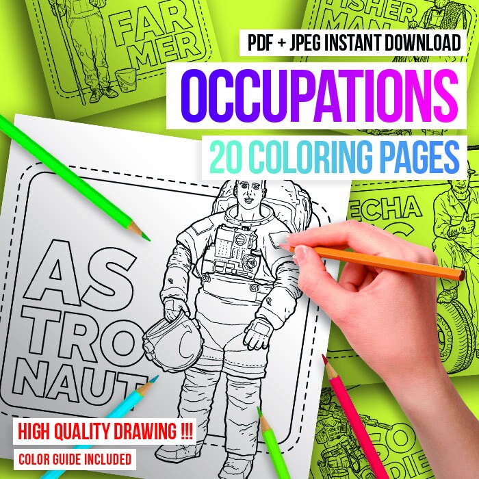 Career Occupations Coloring Pages 20 Page Printable PDF - Etsy