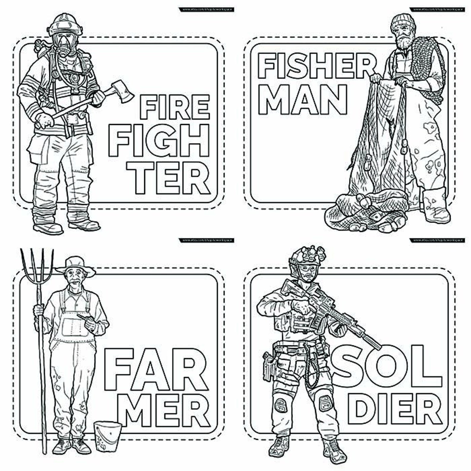 Career Occupations Coloring Pages 20 Page Printable PDF - Etsy