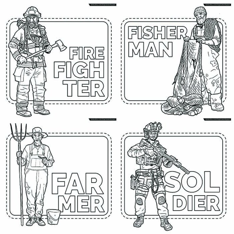 Career Occupations Coloring Pages 20 Page Printable PDF - Etsy