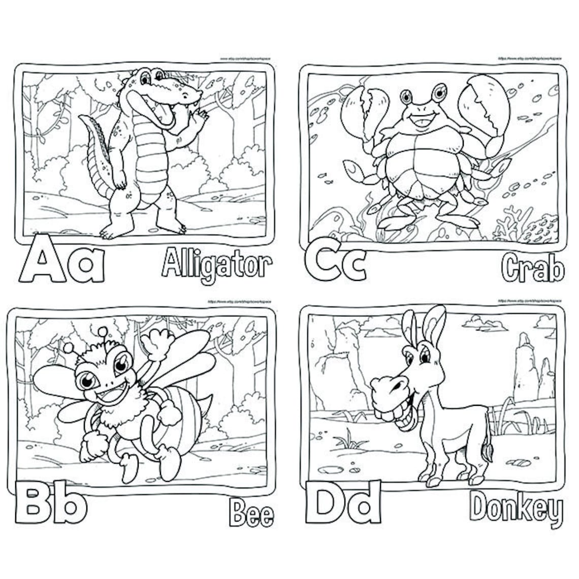 Cute Animal A to Z Coloring Pages 26 Page Printable PDF - Etsy