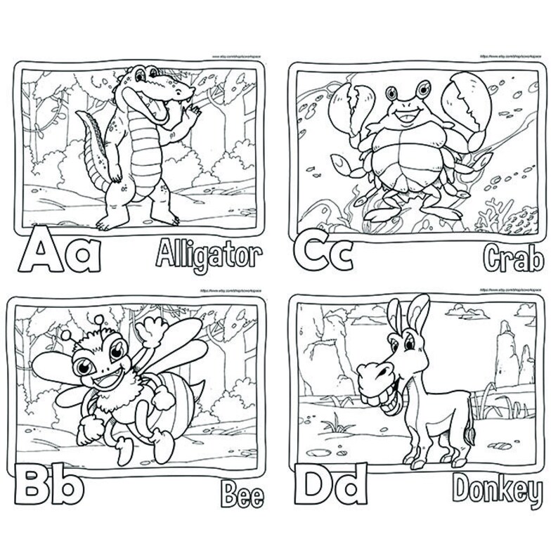 Cute Animal A to Z Coloring Pages 26 Page Printable PDF - Etsy