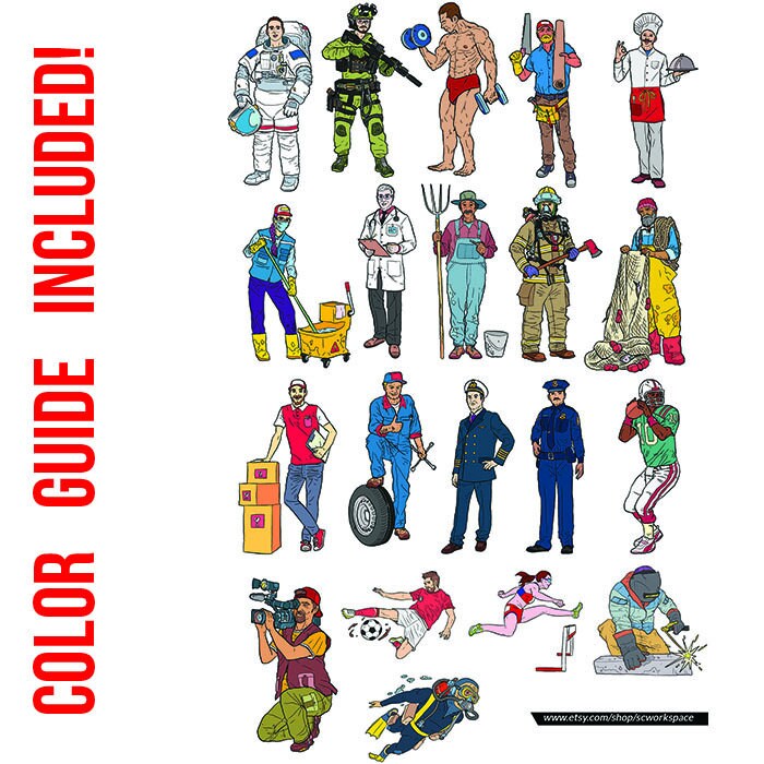 Career Occupations Coloring Pages 20 Page Printable PDF - Etsy
