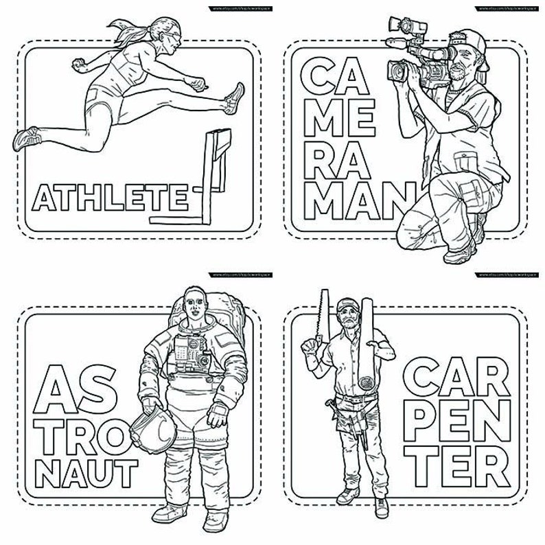 Career Occupations Coloring Pages 20 Page Printable PDF - Etsy