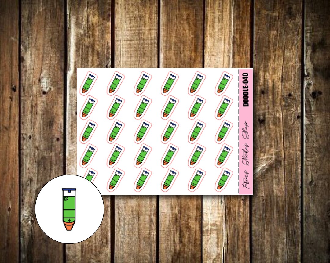 Green Epipen Hand Drawn Doodles Stickers DOODLE-040 - Etsy