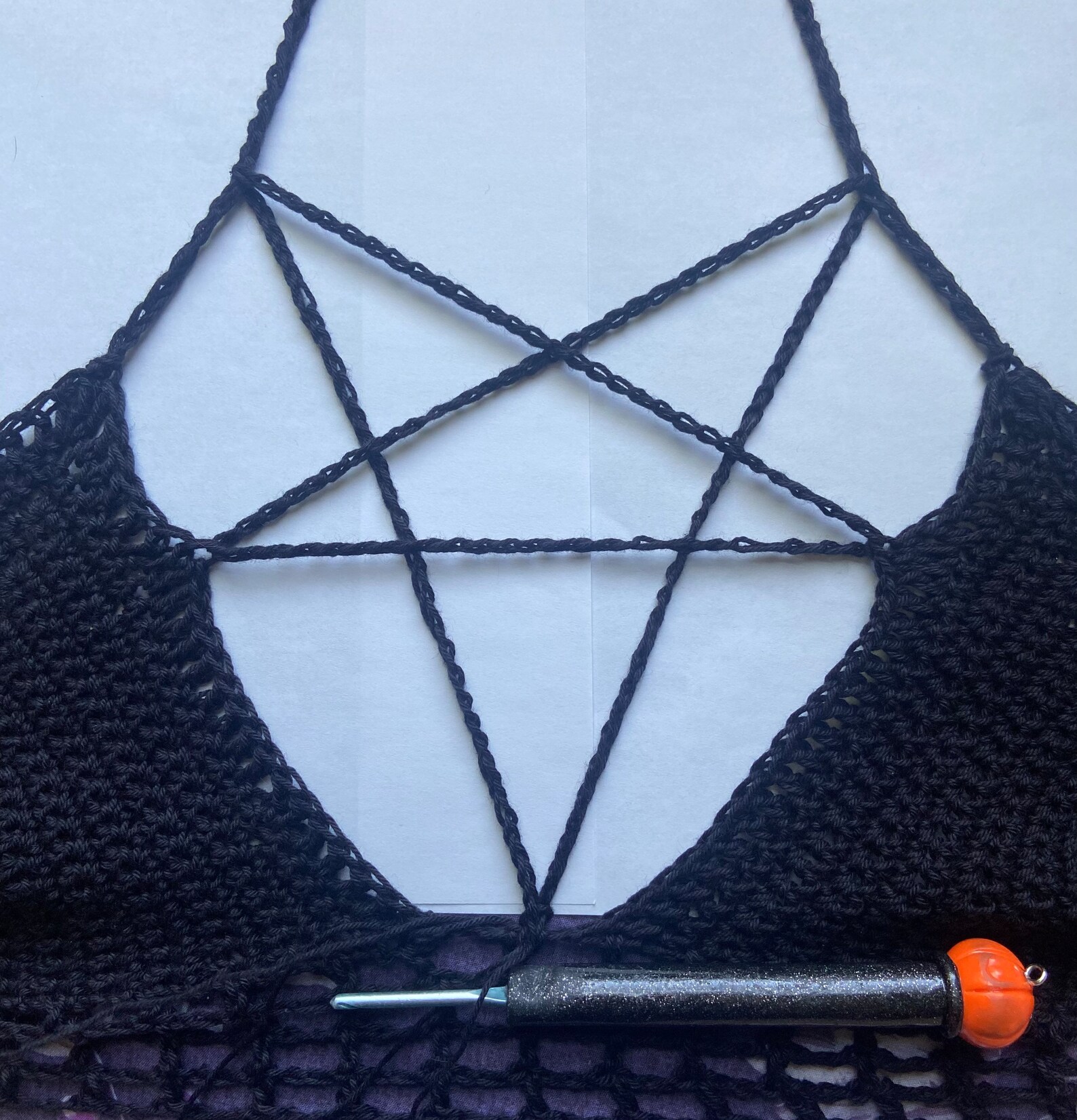 Gothic Pentagram Crochet Crop Top Pattern Crocheted Goth - Etsy