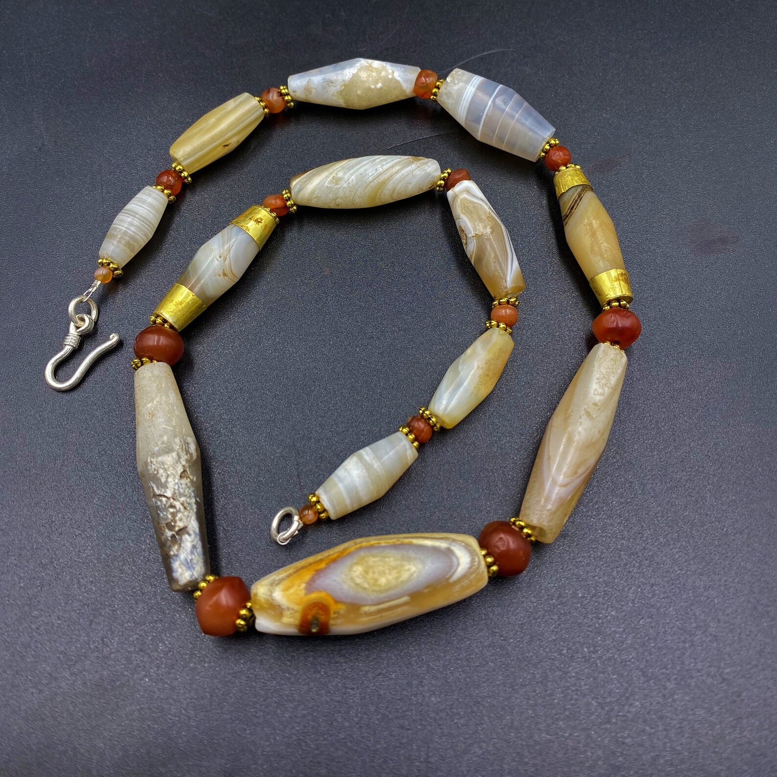 Ancient Old Antique Indo Greco Bactrian Agate and Carnelian Beads ...