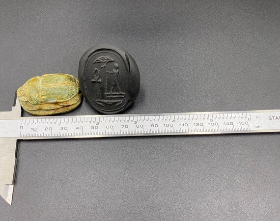 Antique Old Egyptian Scarab Engraved With Text Figure… - Gem