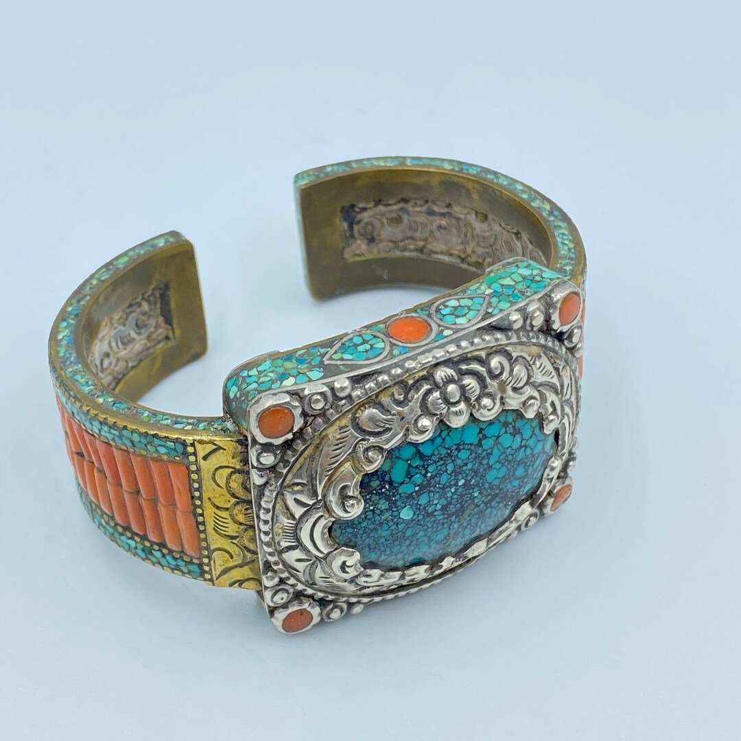 Antique Hand Made Nepali Tibetan Vintage Jewelry Silver Coral Turquoise ...