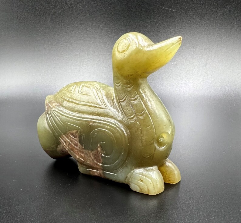 Vintage Old Ancient Chines Qing Dynasty Artifacts Jade Bird Duck Figure ...