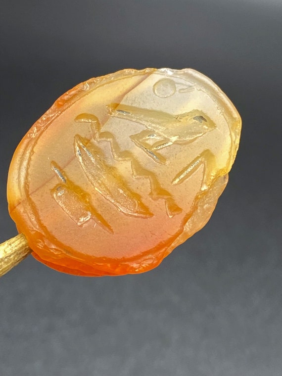 Antique Egypt Scarab Figure Inscription Text Seal Jew… - Gem