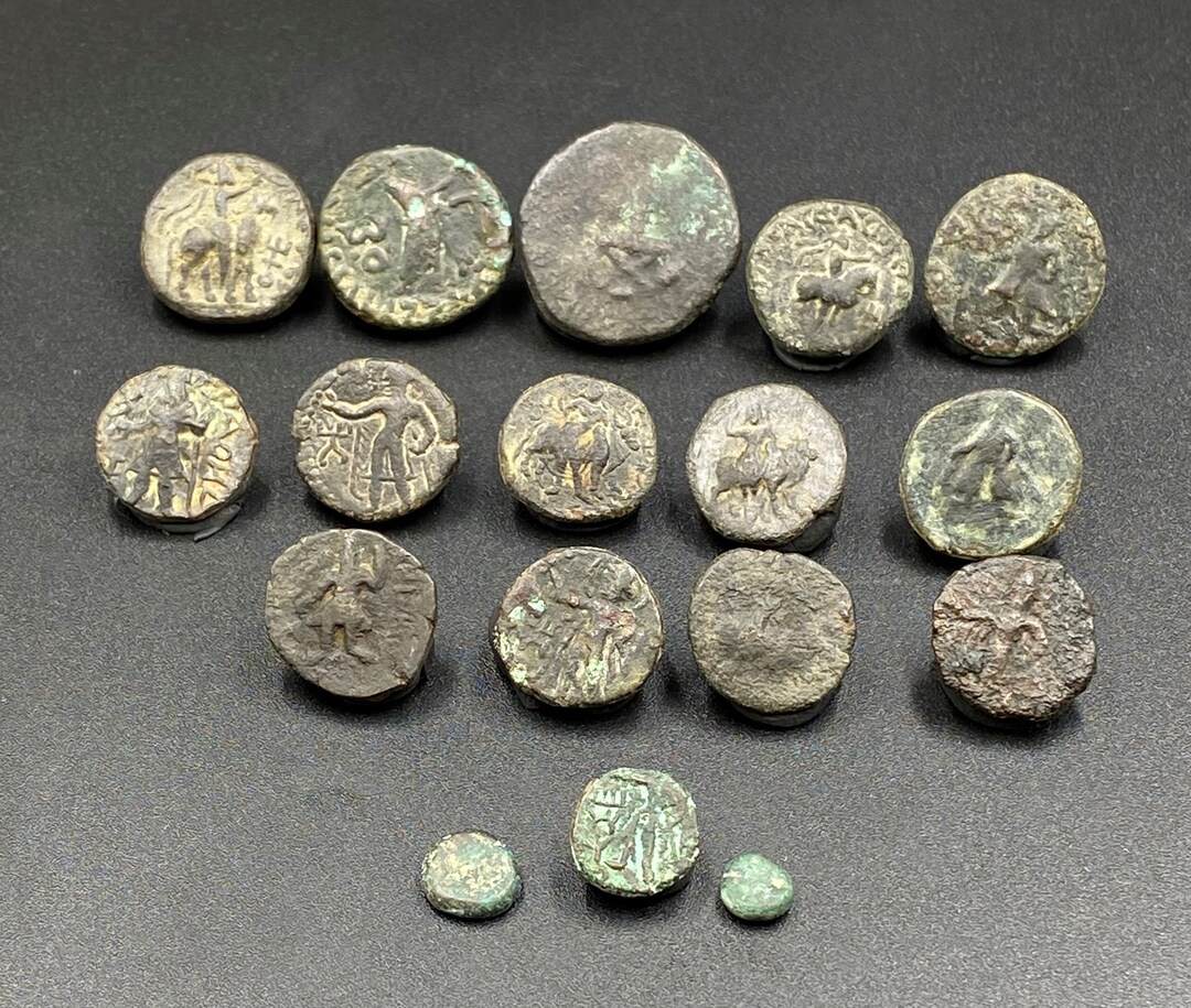 17 Old Ancient Antique Bronze Indo Greco Greek's Kushan Kanishka Coins ...