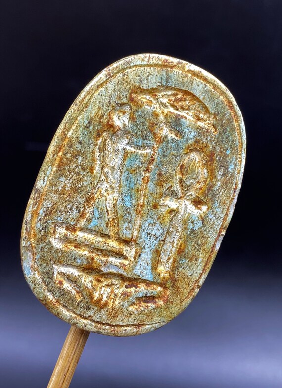 Antique Old Egyptian Scarab Engraved With Text Figure… - Gem