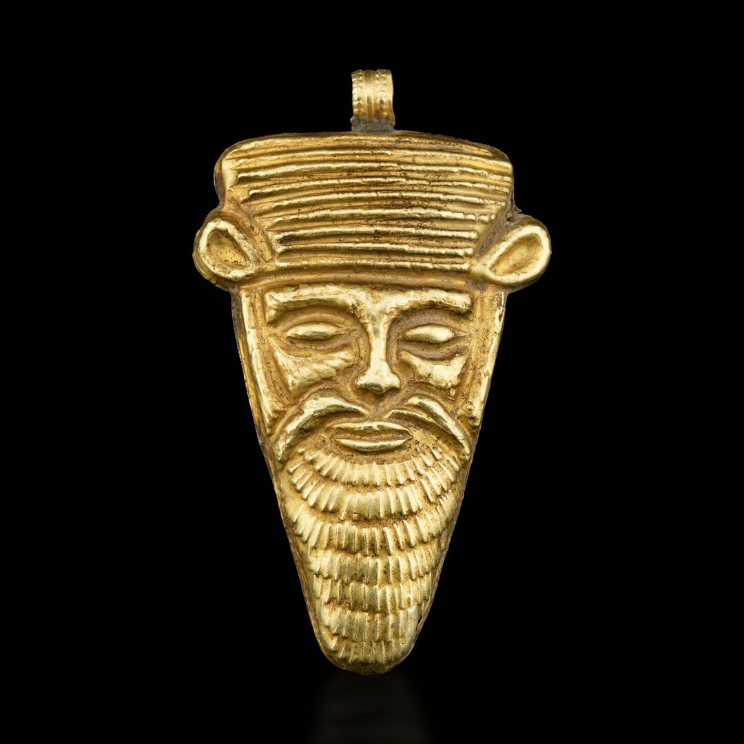 Ancient Roman Greek Bactrian Gold Pendant Bearded Male Face 17 K 3 X ...