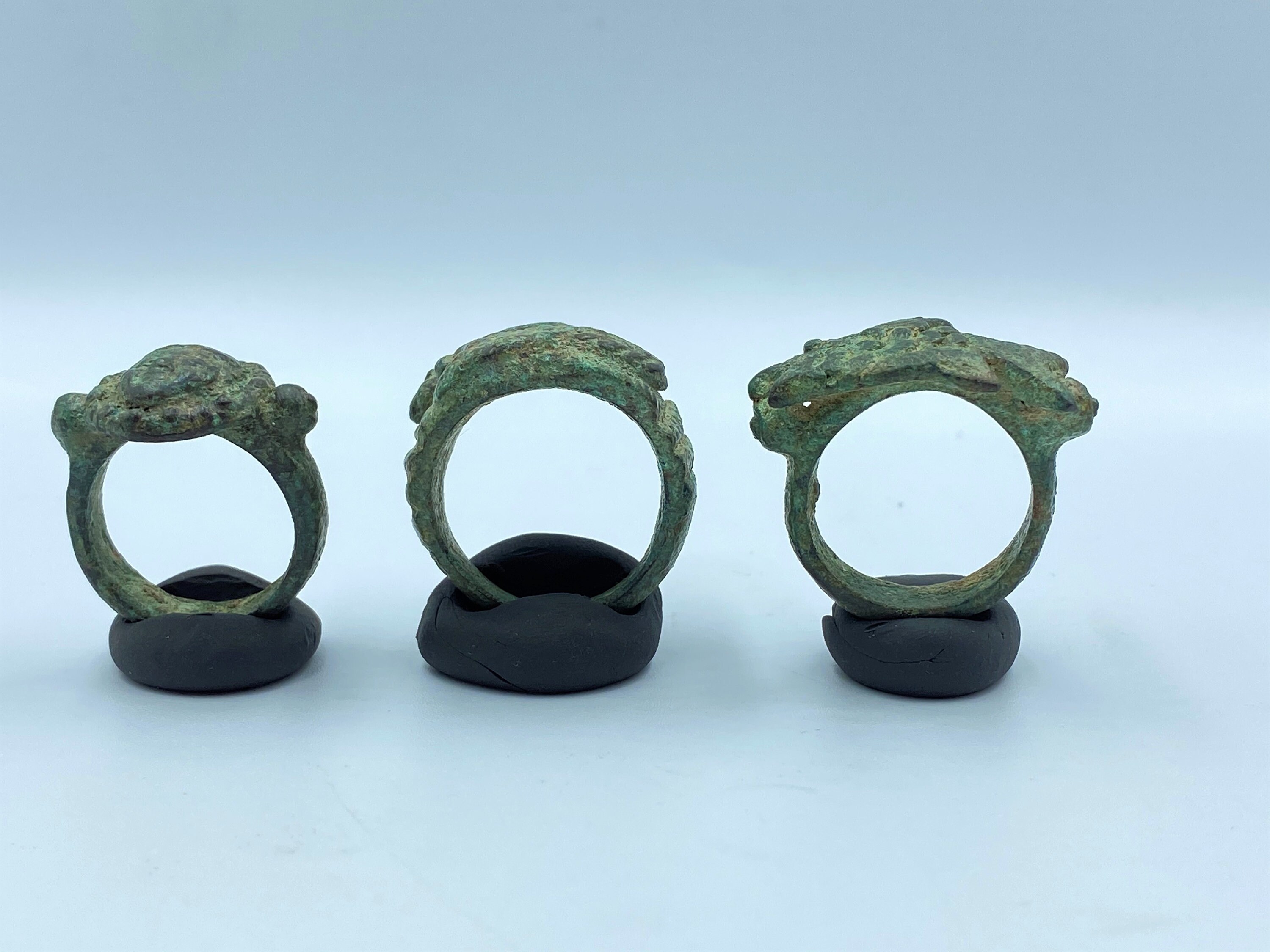 Lot of Old Antique Jewelry Bronze Rings With Figures From Ancient ...