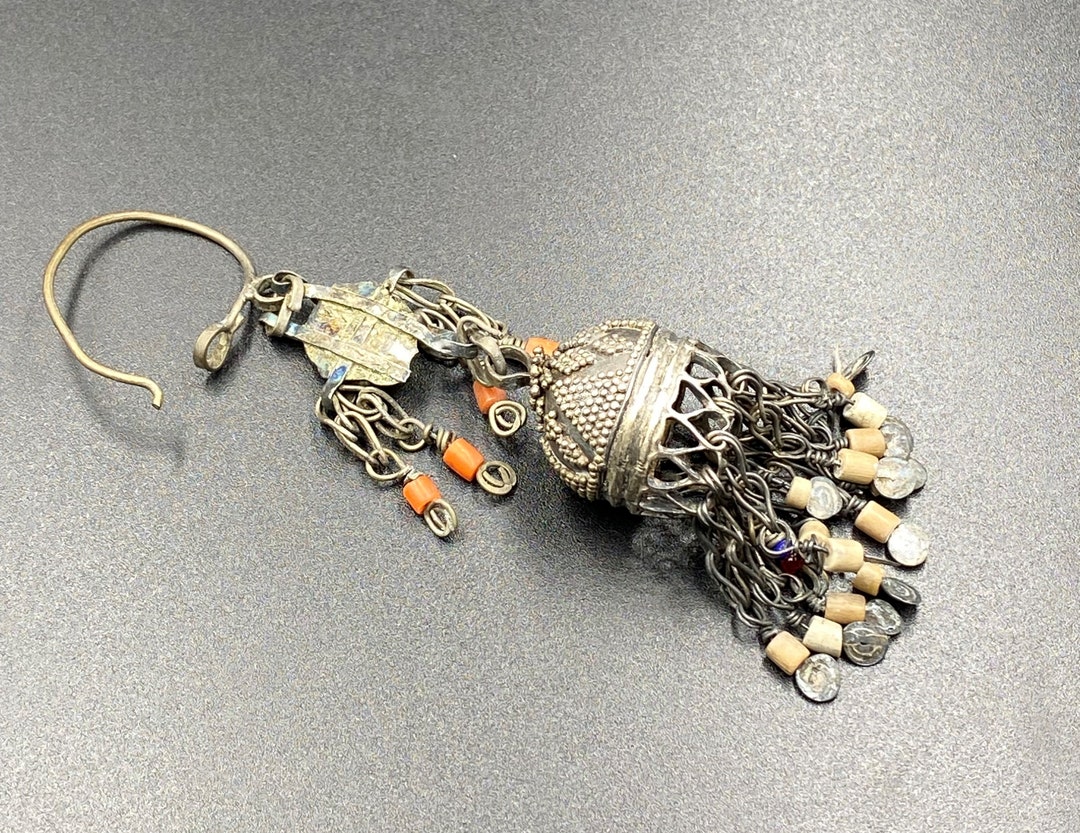 Old Vintage Antique Trible Jewelry Turkmani Silver Ear Ring - Etsy
