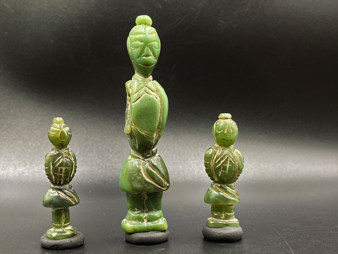 Old Ancient Antique Green Jade Human Figure Carved Beads - Etsy