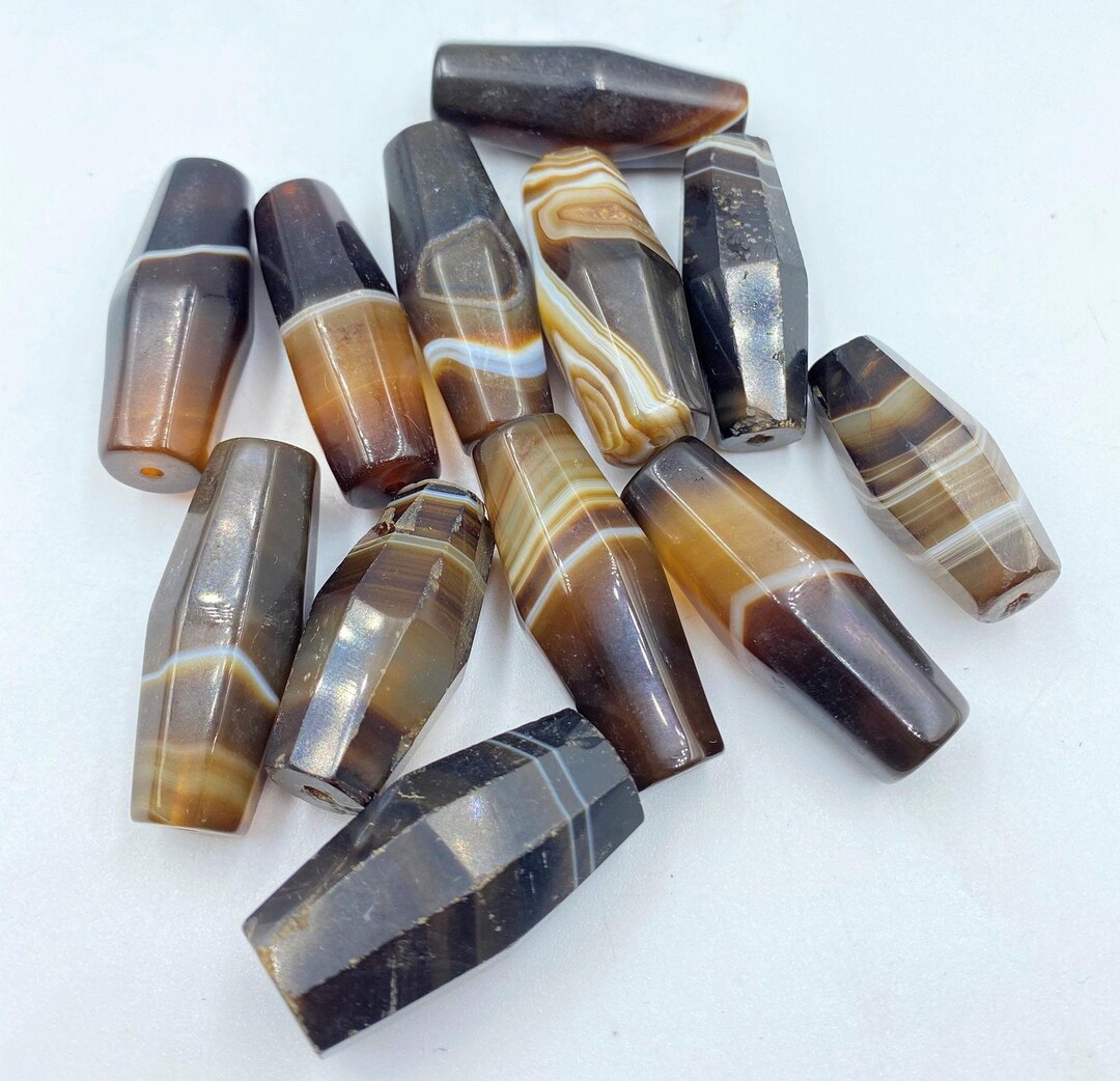 Late 18th Century Vintage Victorian Gems Jewelry Banded Agate Old Beads ...