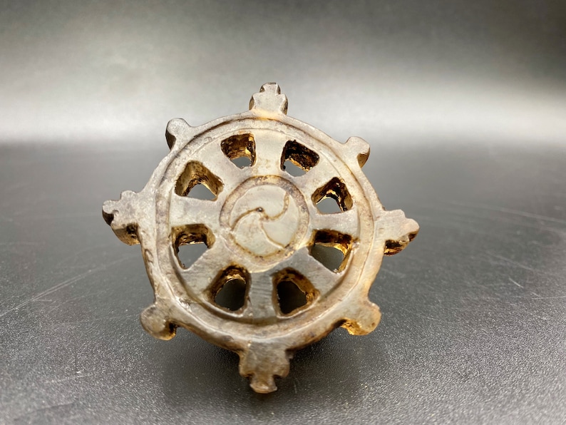 Old Antique Crystal Himalayan Tibetan Wheel of Dharma Chakra Pendant ...