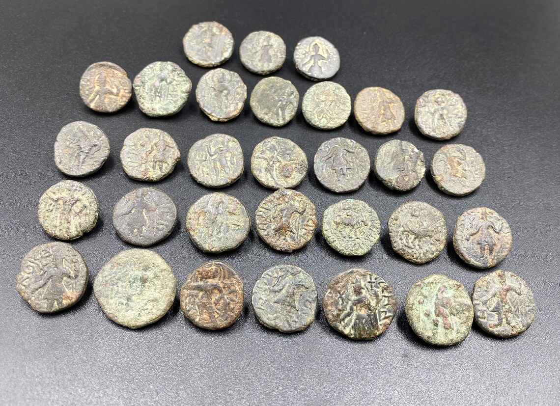 31 Old Ancient Antique Bronze Indo Greco Greek's Kushan Kanishka Coins ...
