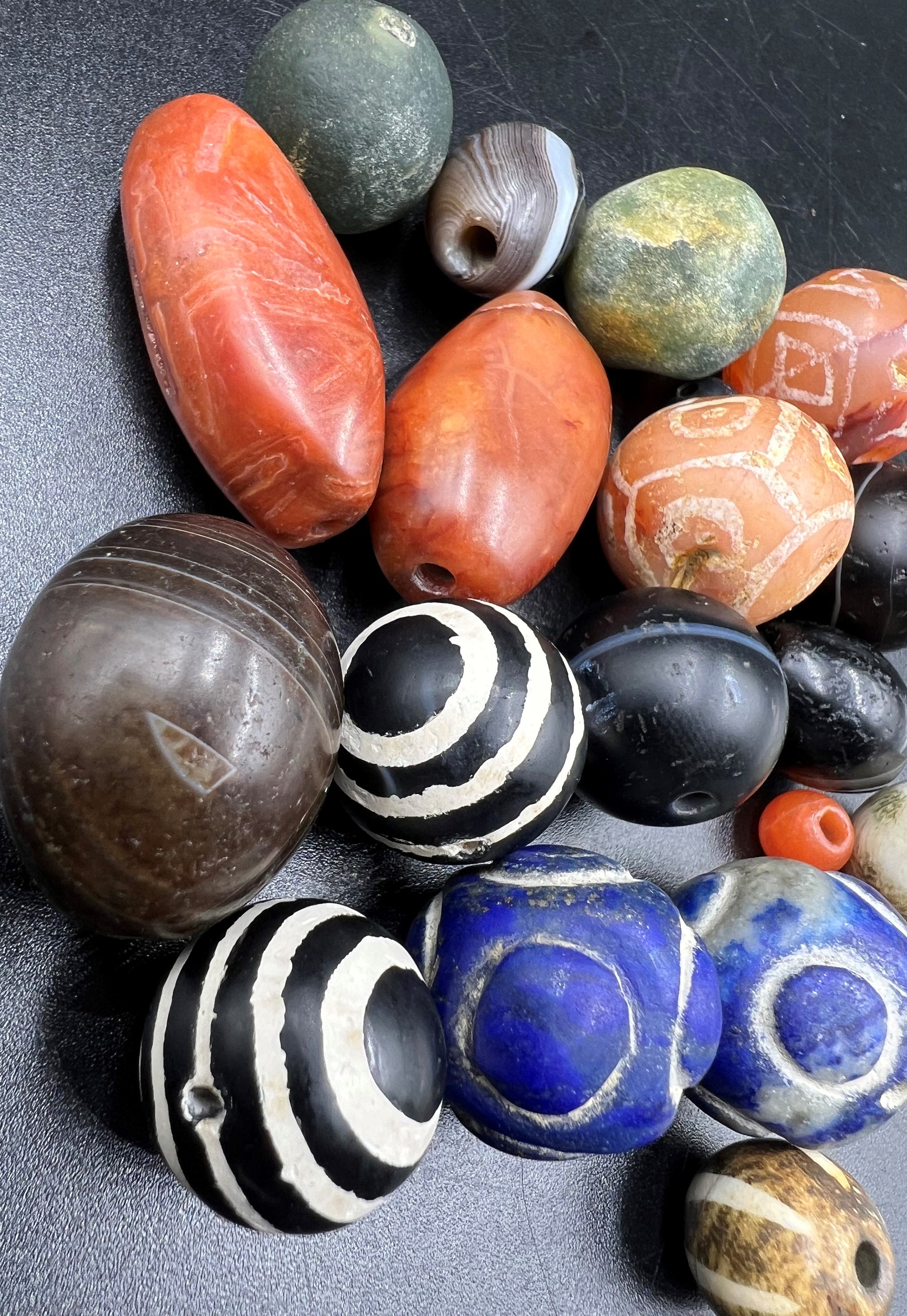 Beads Himalaya Dzi Zee Nepali Tibet Culture Carnelian Lapis Agate Stone ...
