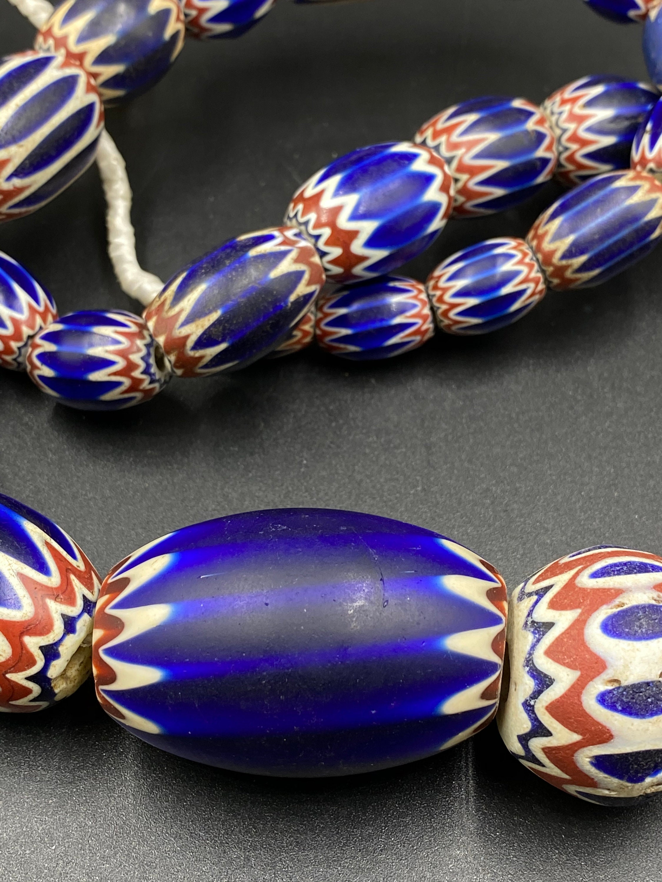 Old Ancient Antique Venetian Chevron Glass Bead Strand | Etsy