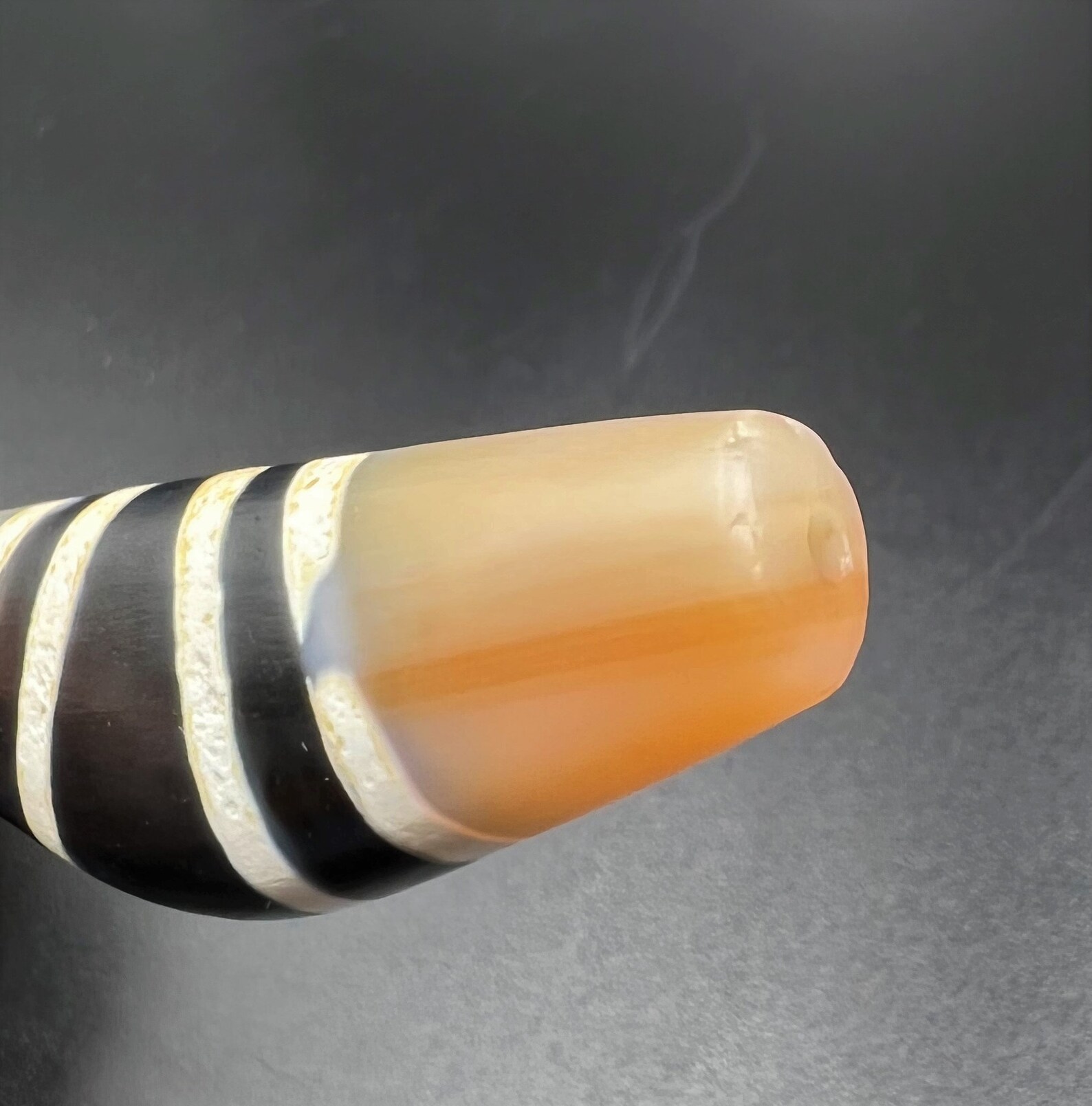 Pure Dzi Himalayan Tibetan Agate Stone Bead Nepal Stripe Bead CHUNG ZI ...