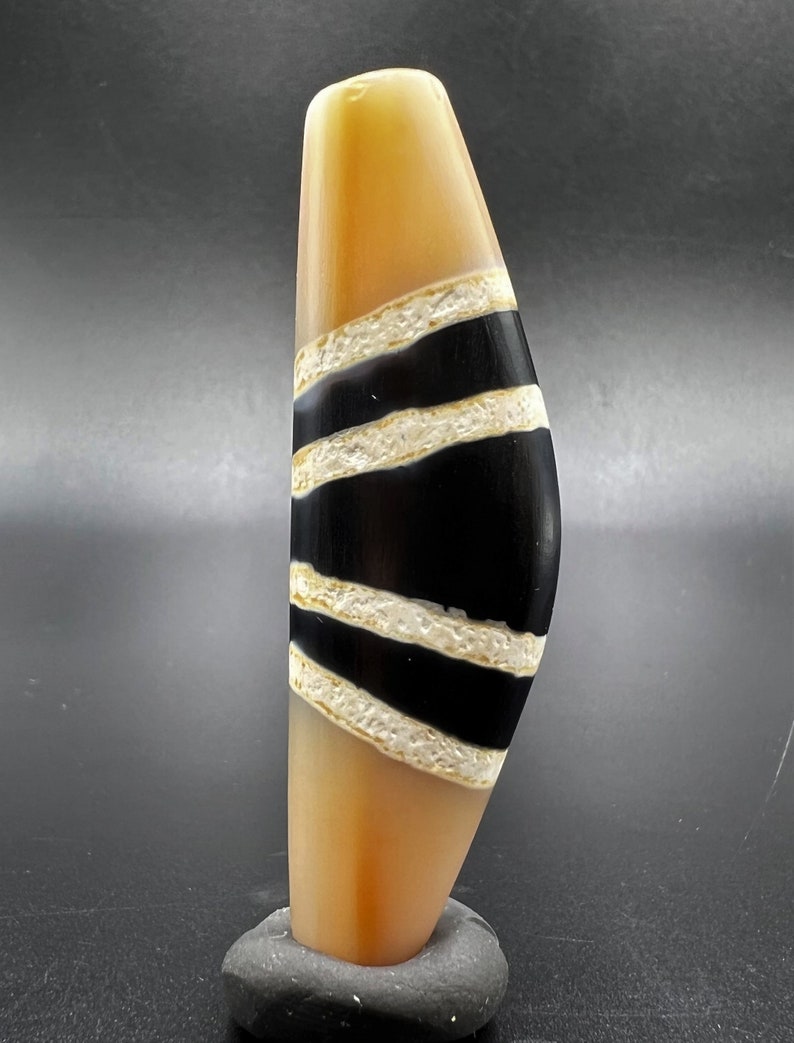 Pure Dzi Himalayan Tibetan Agate Stone Bead Nepal Stripe Bead CHUNG ZI ...