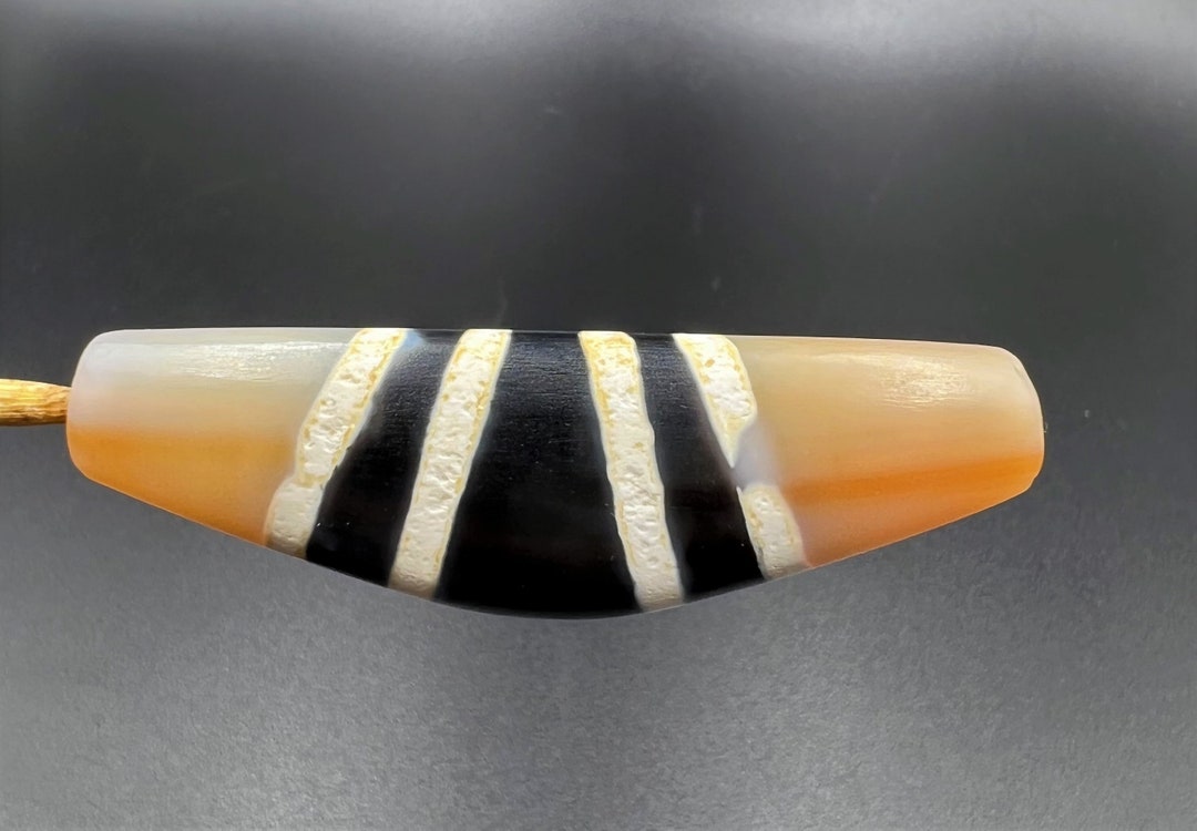 Pure Dzi Himalayan Tibetan Agate Stone Bead Nepal Stripe Bead CHUNG ZI ...