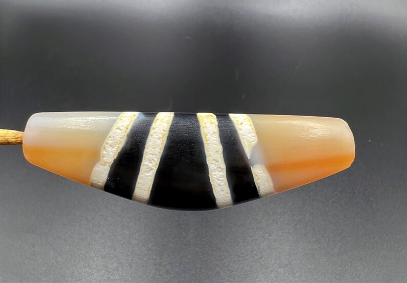 Pure Dzi Himalayan Tibetan Agate Stone Bead Nepal Stripe Bead CHUNG ZI ...