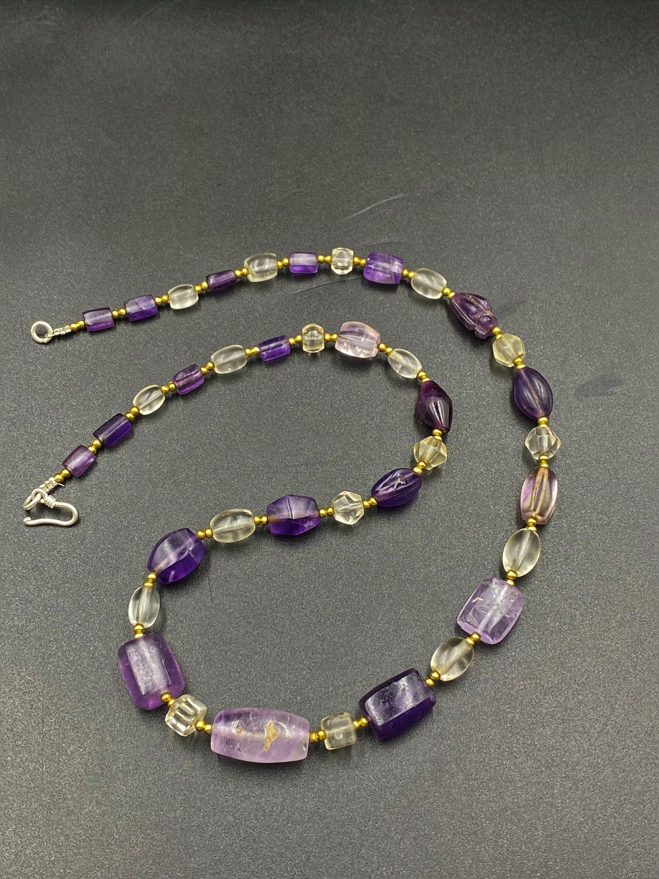 Ancient Pyu Dynasty Amethyst and Crystal Quartz Beads Necklace | Etsy