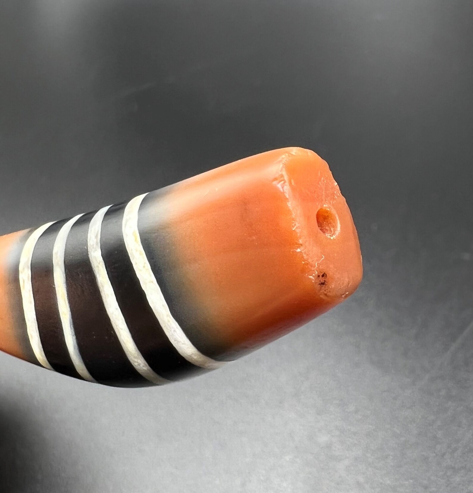 Dzi Zi Himalayan INDO Tibet India NEPALI STRIPE Chung Dzi Bead Curved ...