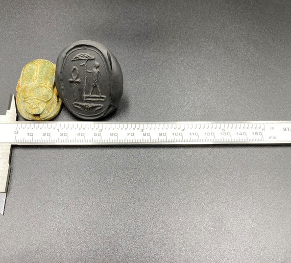 Antique Old Egyptian Scarab Engraved With Text Figure… - Gem