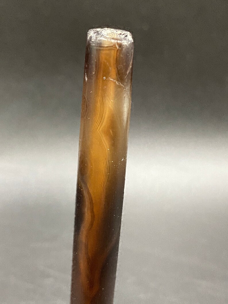 Rare Antique Ancient FUNAN PRE-ANGKOR Banded Black Brown Long Amulet ...