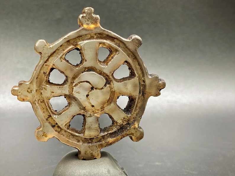 Old Antique Crystal Himalayan Tibetan Wheel of Dharma Chakra Pendant ...