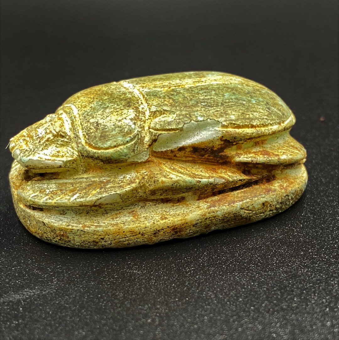 Antique Old Egyptian Scarab Engraved With Text Figures Inscription - Etsy