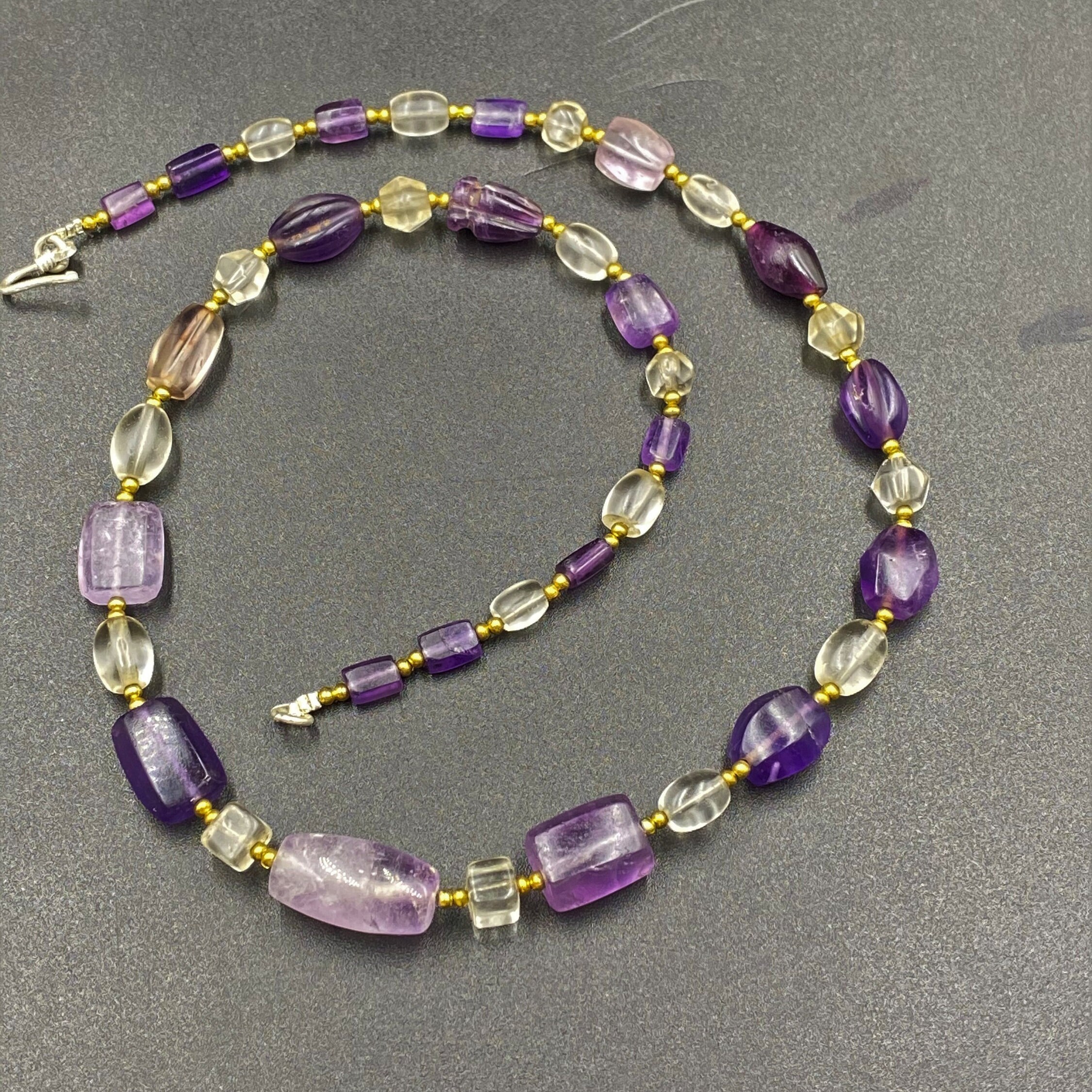 Ancient Pyu Dynasty Amethyst and Crystal Quartz Beads Necklace | Etsy