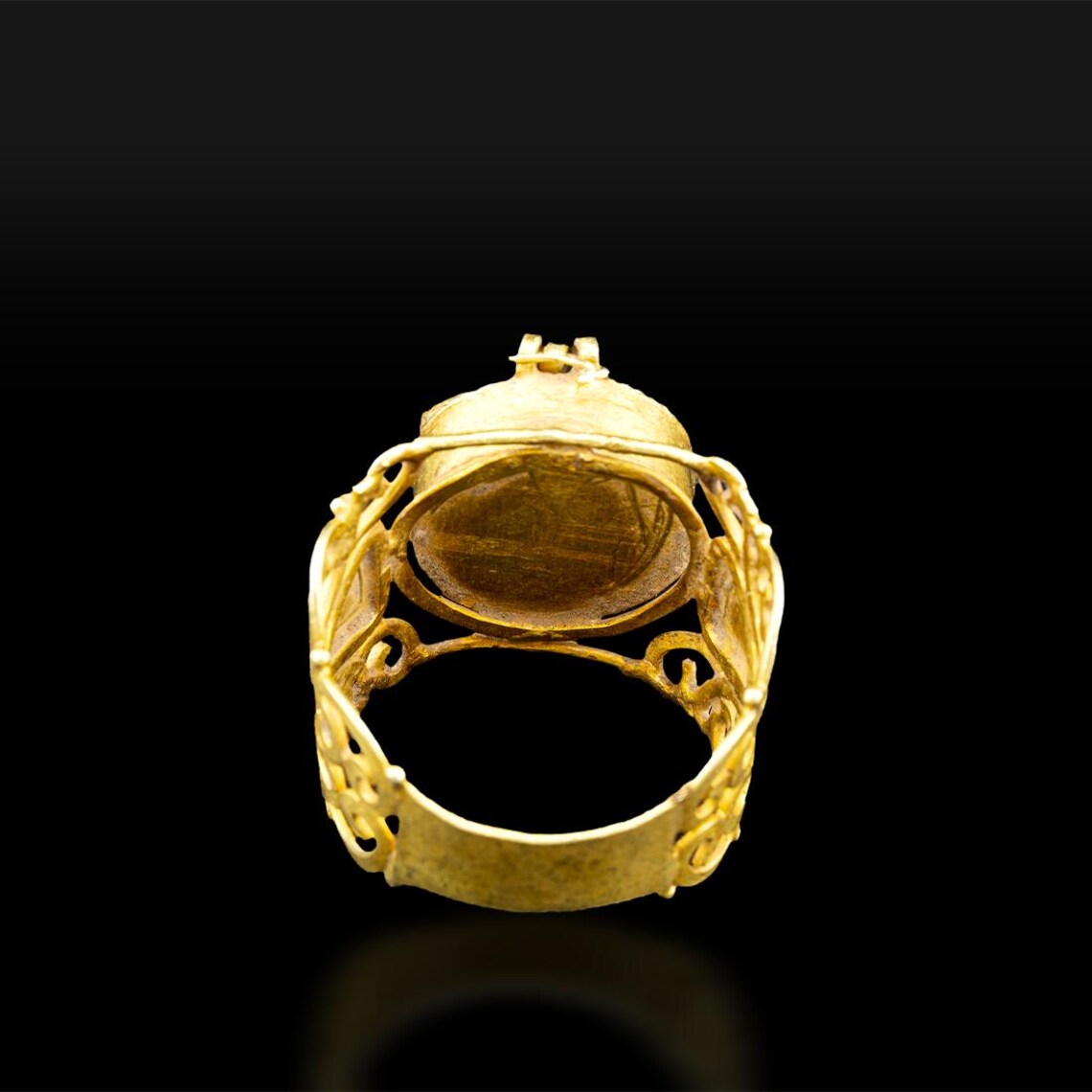 Ancient Gold Hinged Bezel Ring With Face Motif Roman Greek Style 18K 2 ...