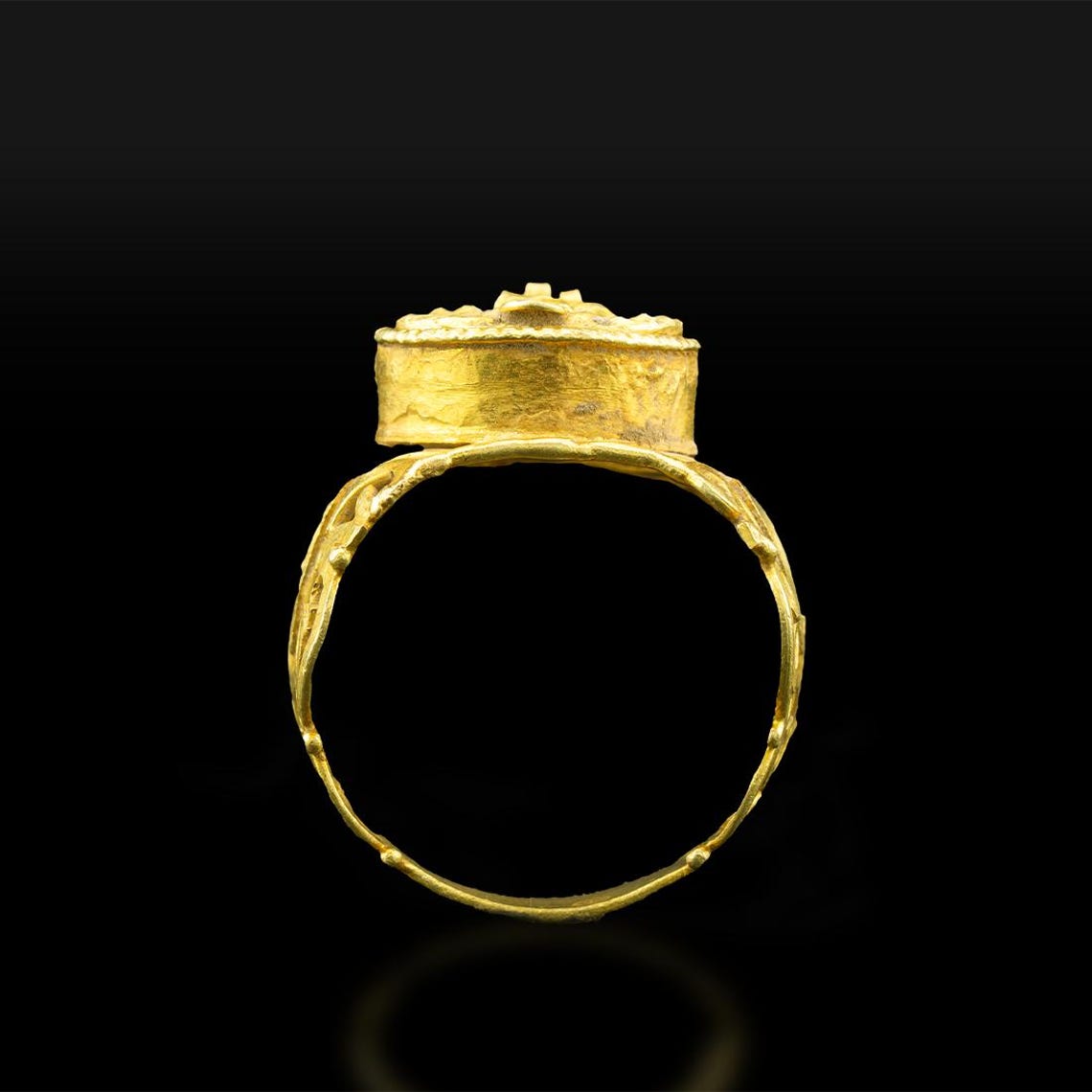 Ancient Gold Hinged Bezel Ring With Face Motif Roman Greek Style 18K 2 ...