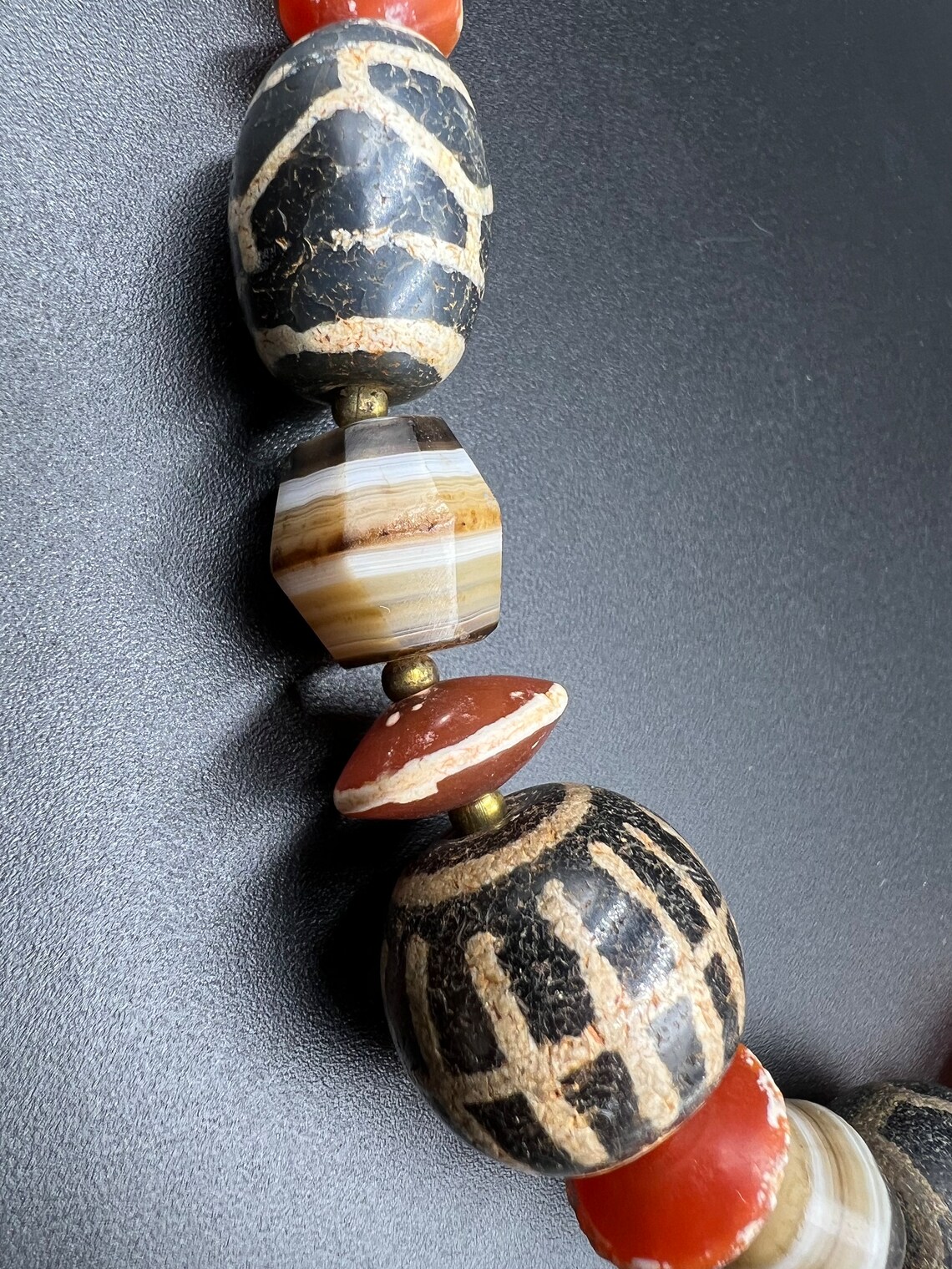 Dzi Zee Himalayan Nepalese Tibetan India Etched Painted Carnelian Beads ...