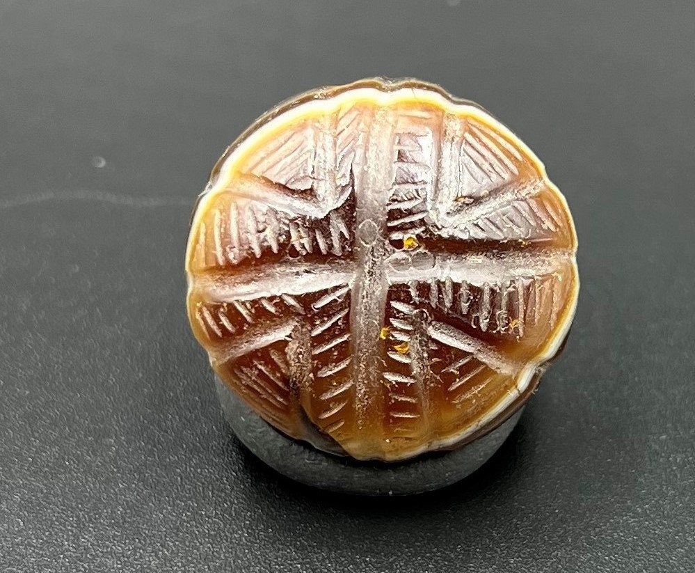 Himalayan Indo Tibet Nepali Magic Eye Luk Mik Engraved Agate Stone Bead ...