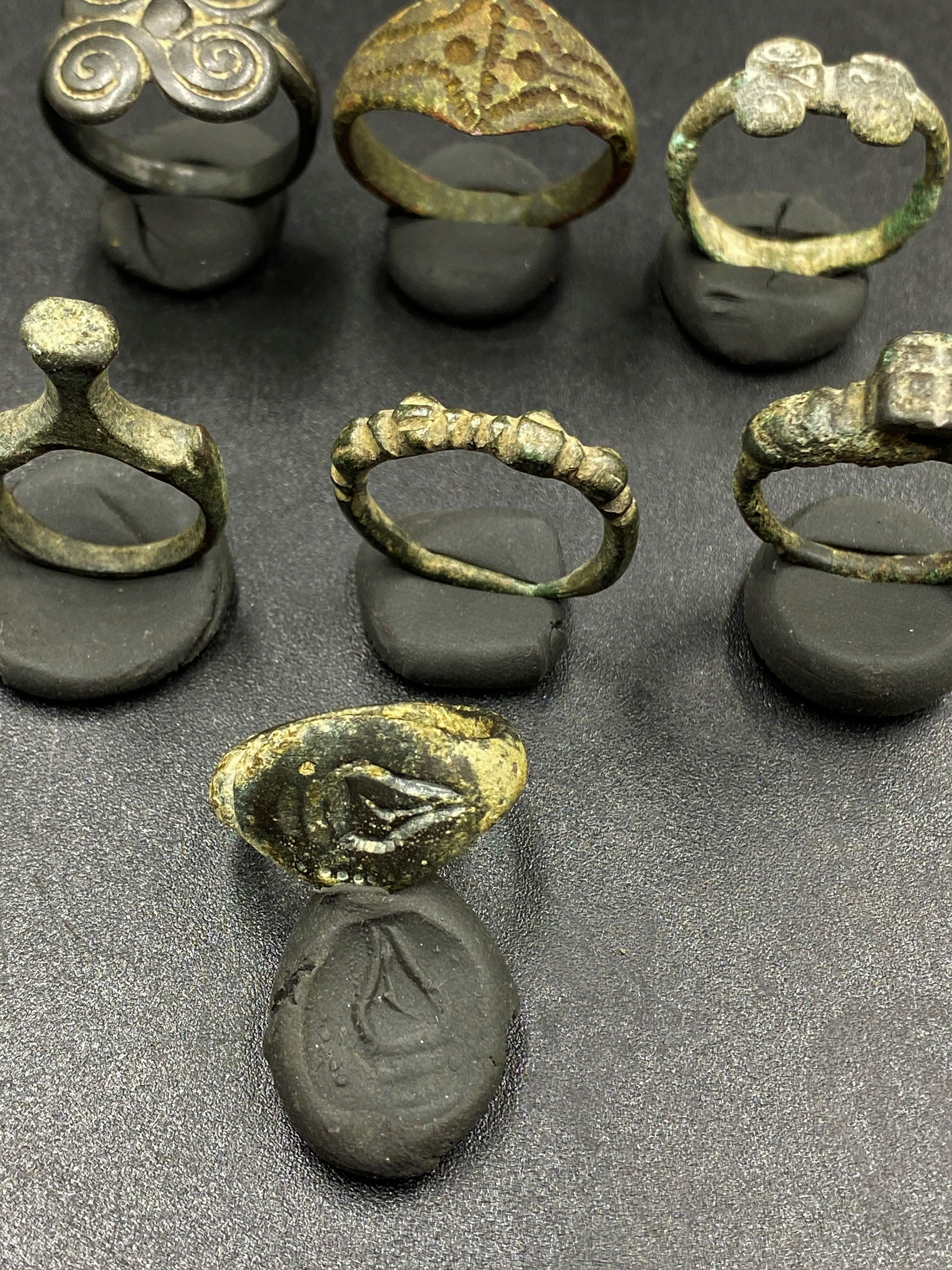 Lot Antique Jewelry Bronze Rings Engraved Figures Stamp - Etsy UK