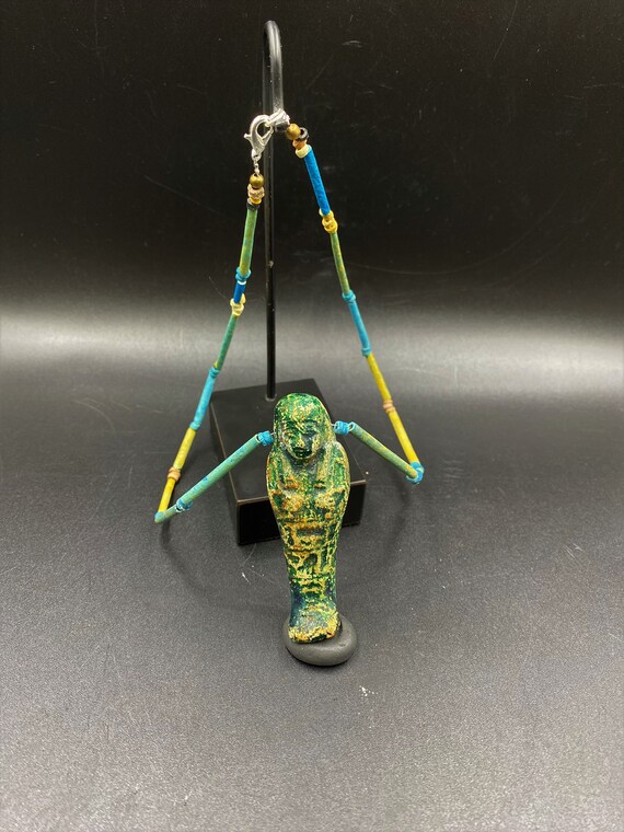 Old Antique Glazed Faience Shabti Figure With Faience… - Gem