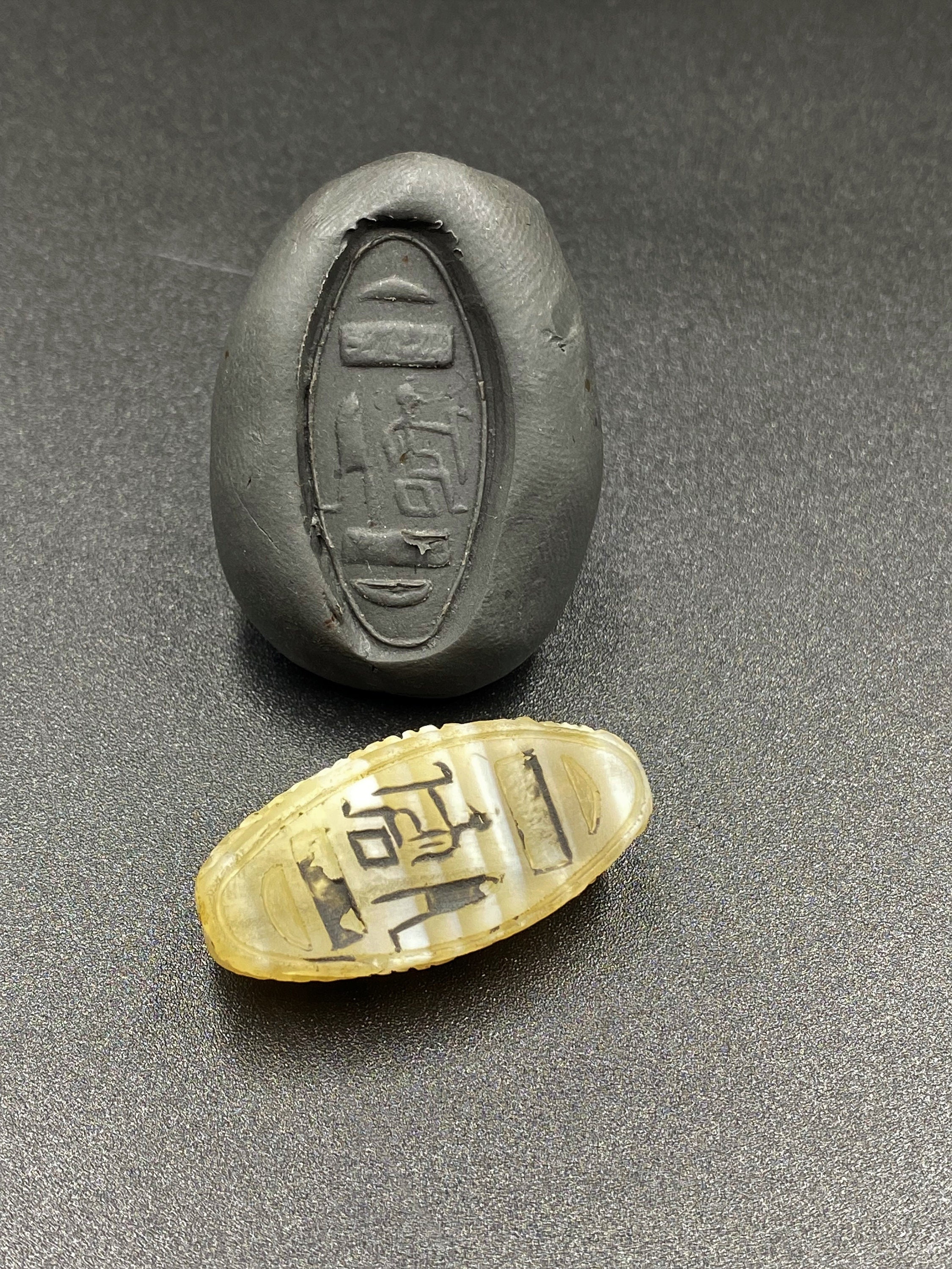 Egyptian Scarab Figure Engraved Inscription Text Stamp Jewelry Amulet ...